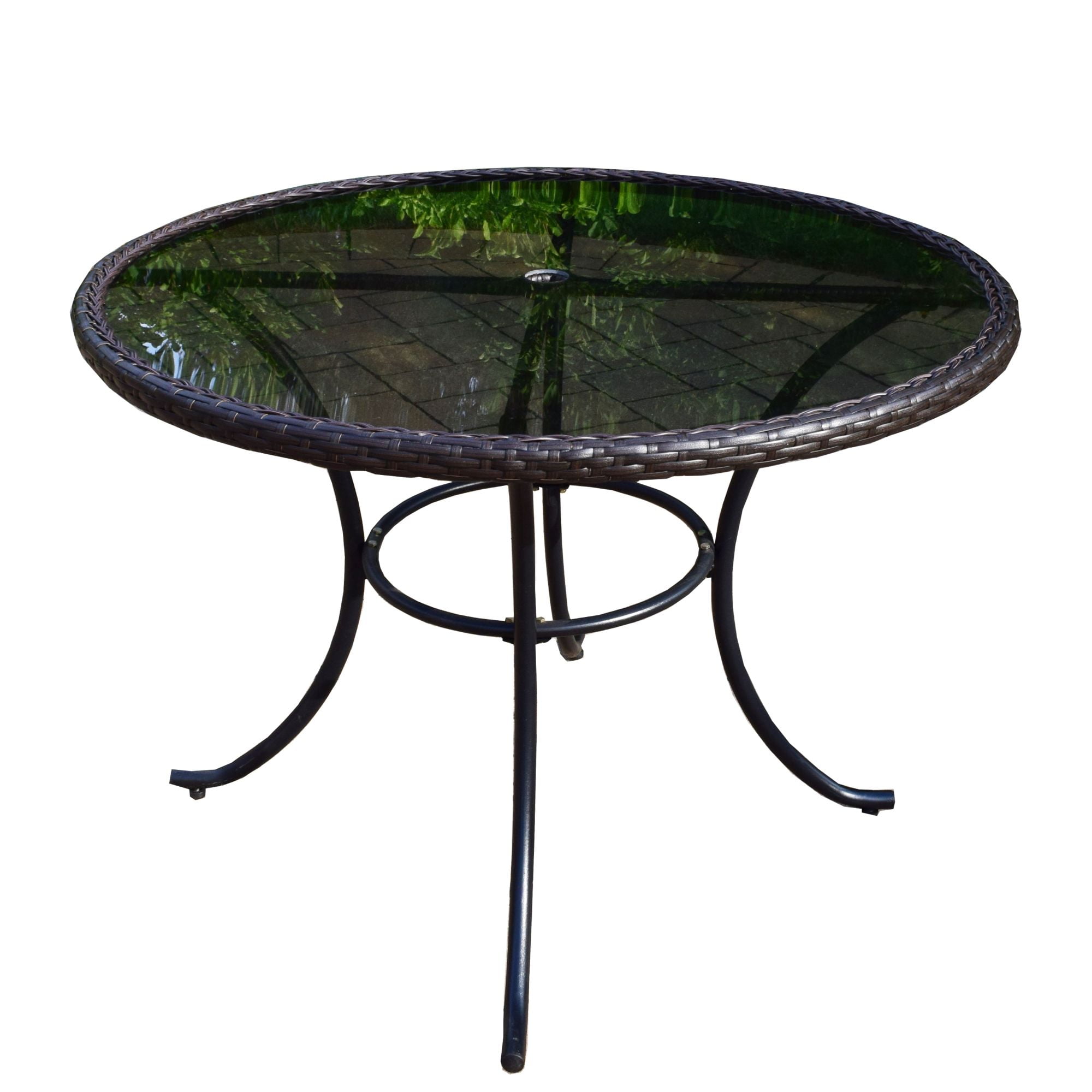 Outdoor Living and Style 42" Brown Round Glass Outdoor Patio Furniture ...