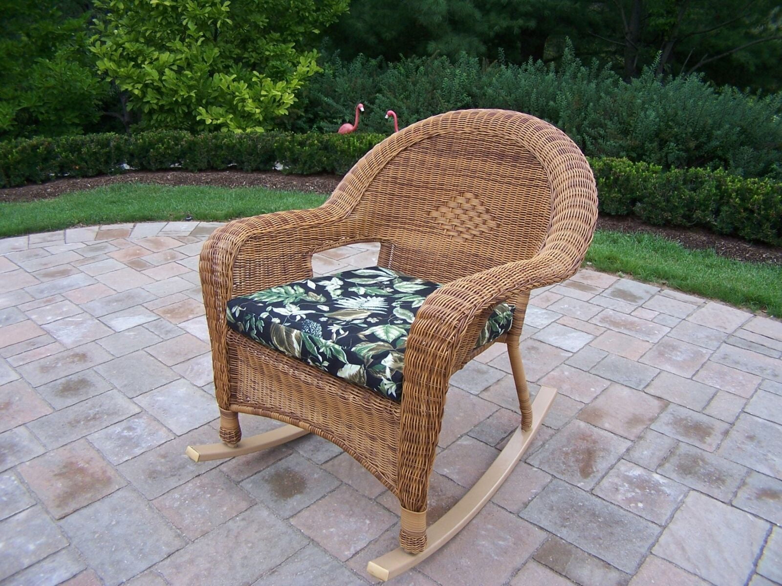 Outdoor Living and Style Brown Outdoor Patio Resin Wicker Rocking ...