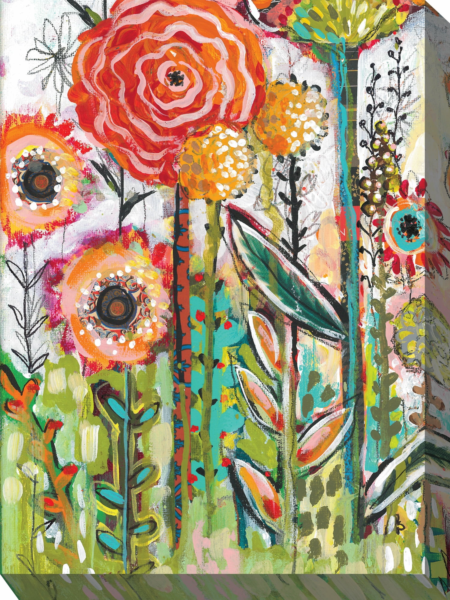 Orange and Green Oh Happy Day Outdoor Canvas Rectangular Wall Art Decor ...