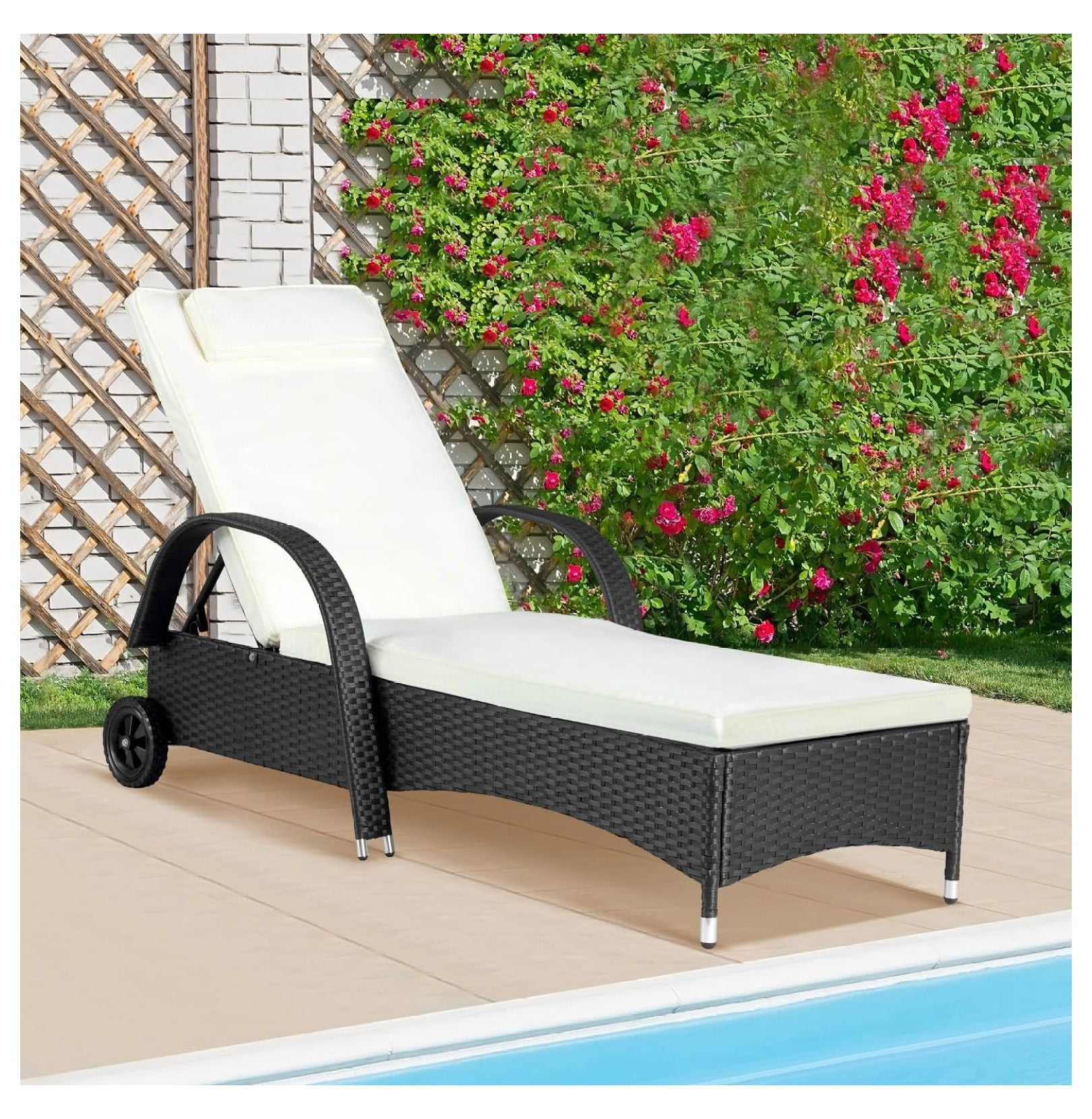 Outdoor Lounge Chair Patio Wicker Rattan Chaise Lounge Chairs for ...