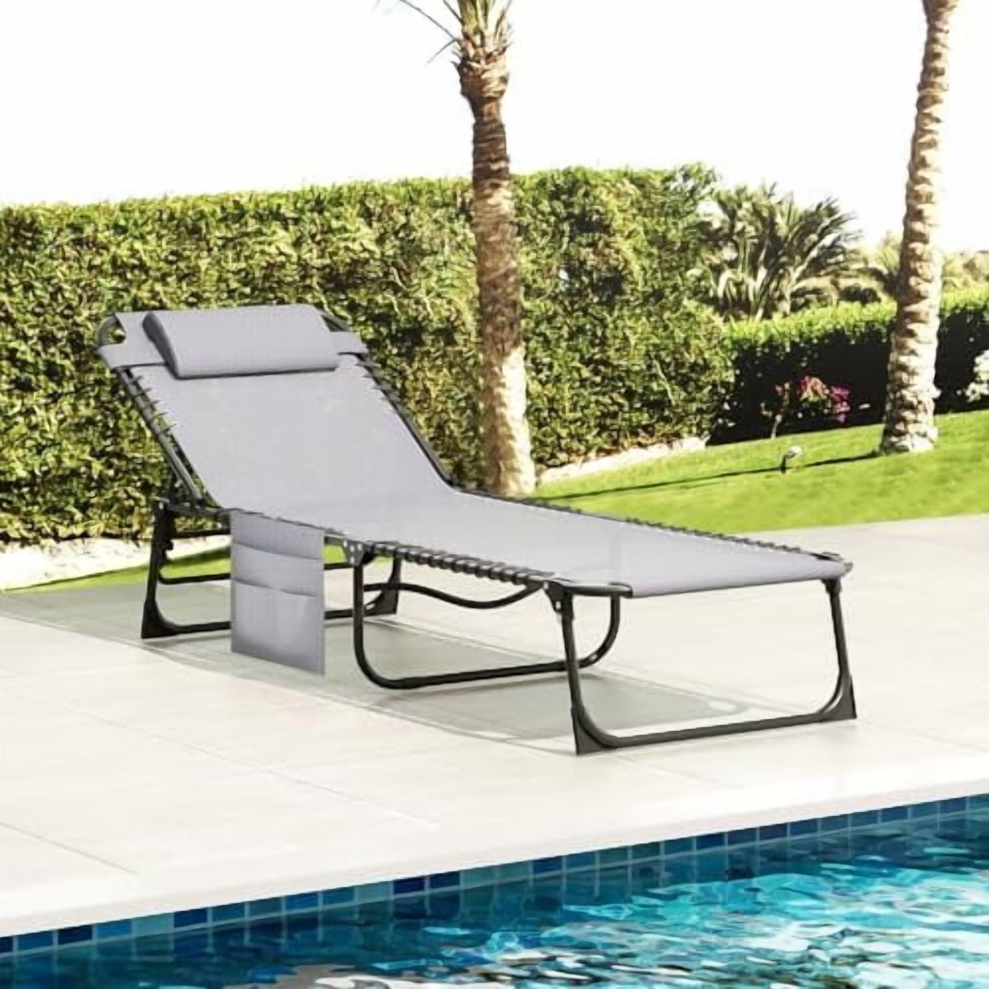 Outdoor Lounge Chair, Portable Chaise Lounge Chair, Folding Sun Tanning ...
