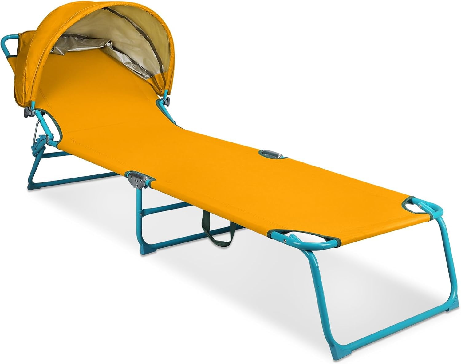 Outdoor Lounge Chair, Tanning Chair with Sunshade Roof, Adjustable ...