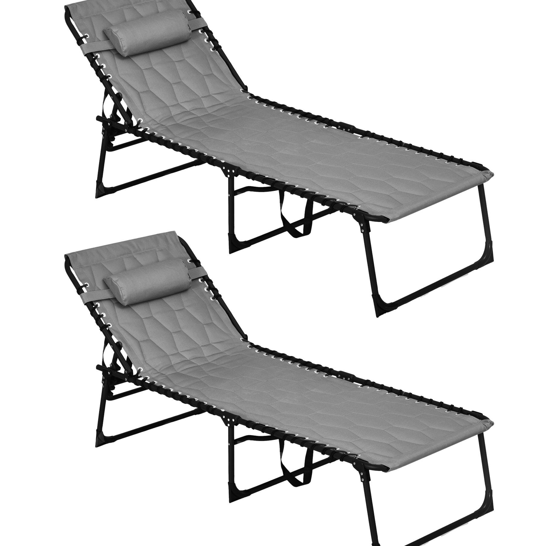 Outdoor Lounge Tanning Bed With Padded Surface, Side Pocket & , 5-angle ...