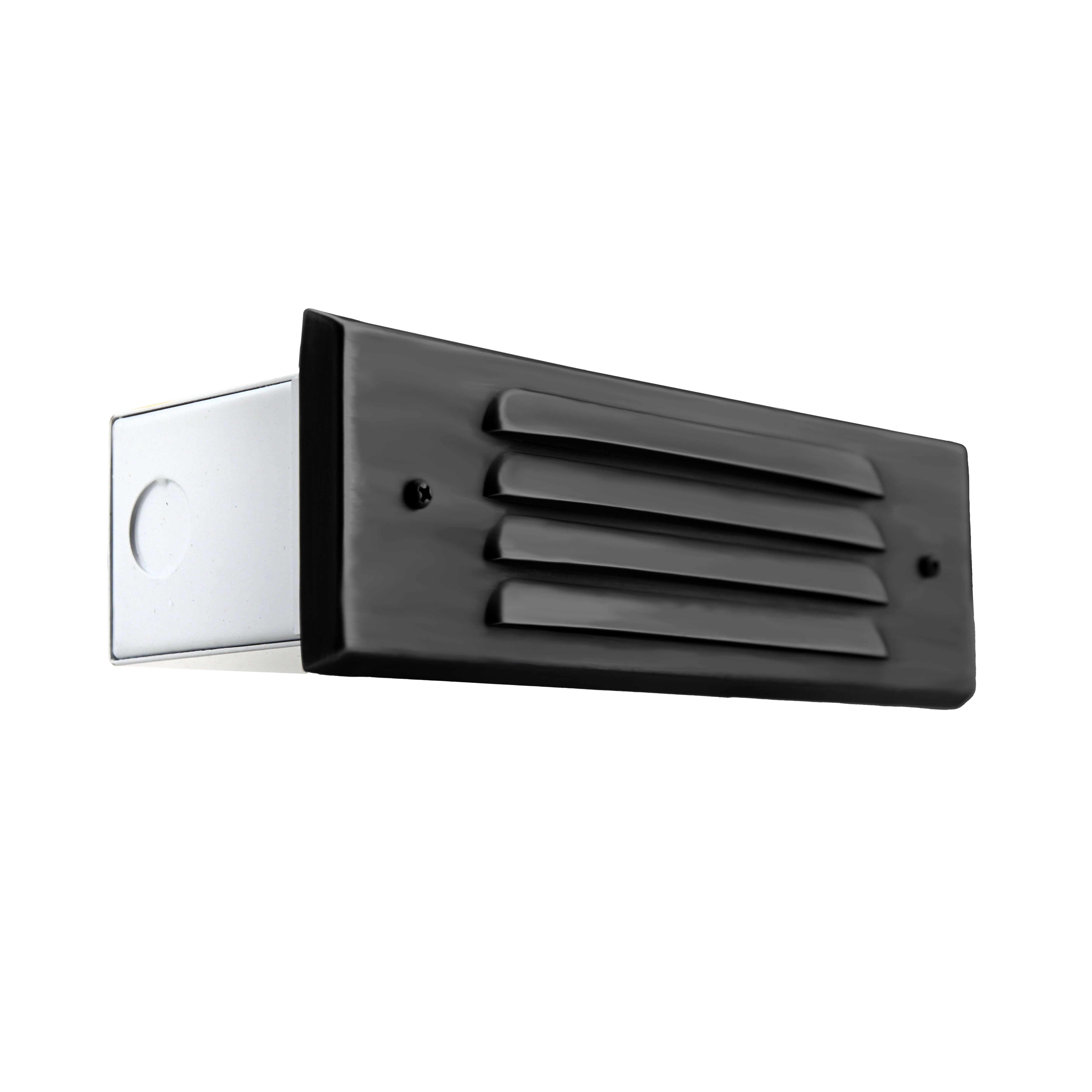 Outdoor Low Voltage Step Light Louvered Brass Faceplate Steel Box Black ...