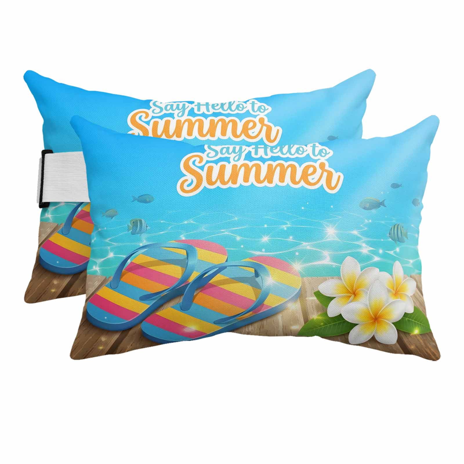 Outdoor Lumbar Pillow for Chaise Lounge Chair 2 Pack Hello Summer ...