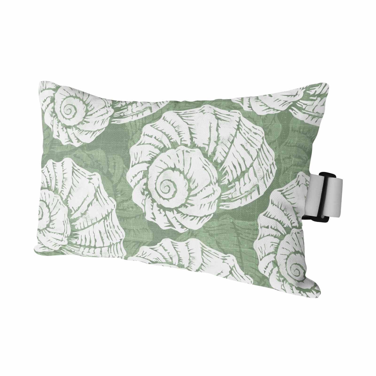 Outdoor Lumbar Pillows with Strap & Insert Sage Green Conch Shell ...