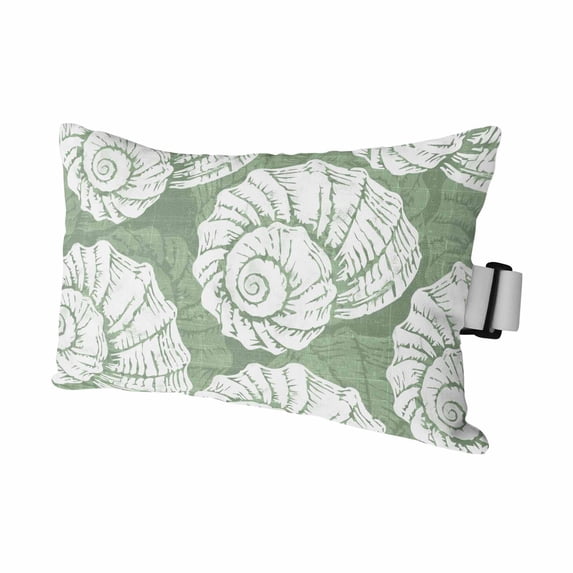 Outdoor Lumbar Pillows with Strap & Insert Sage Green Conch Shell ...