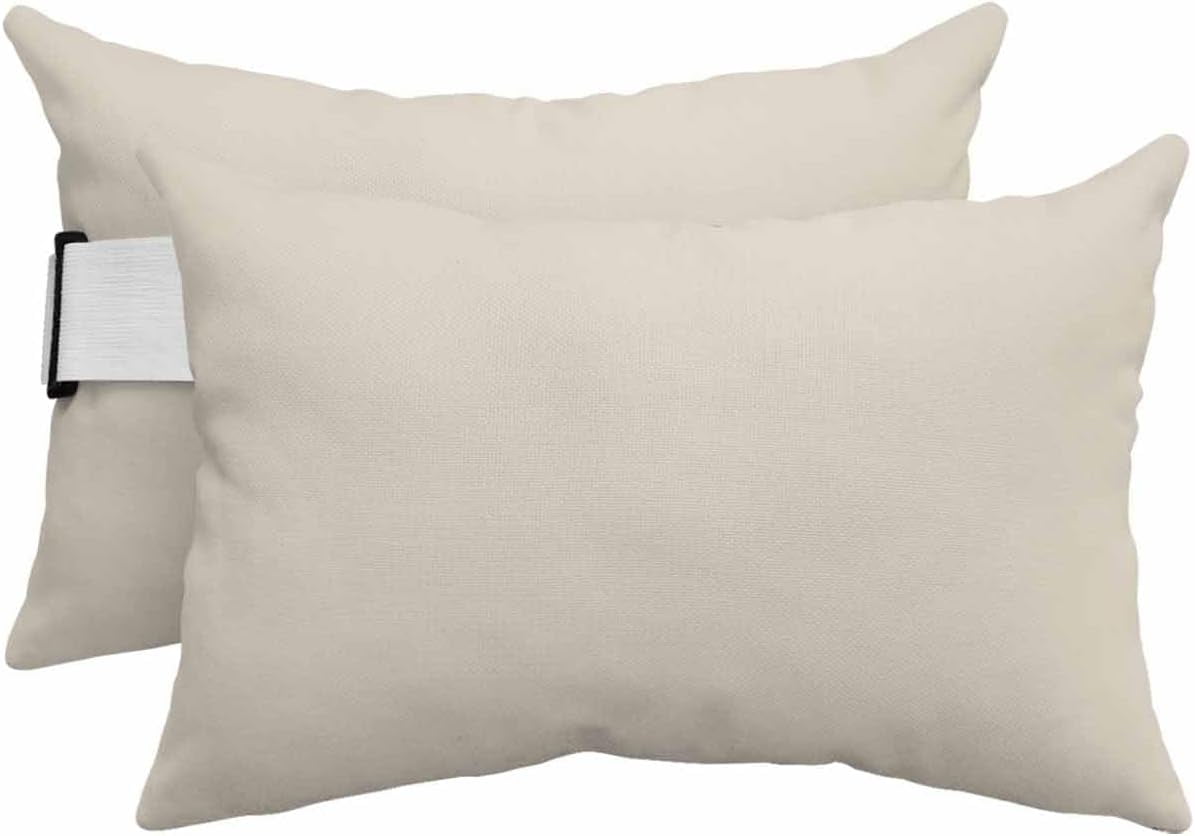 Outdoor Lumbar Pillows with Strap & Insert Swan White Recliner Head ...