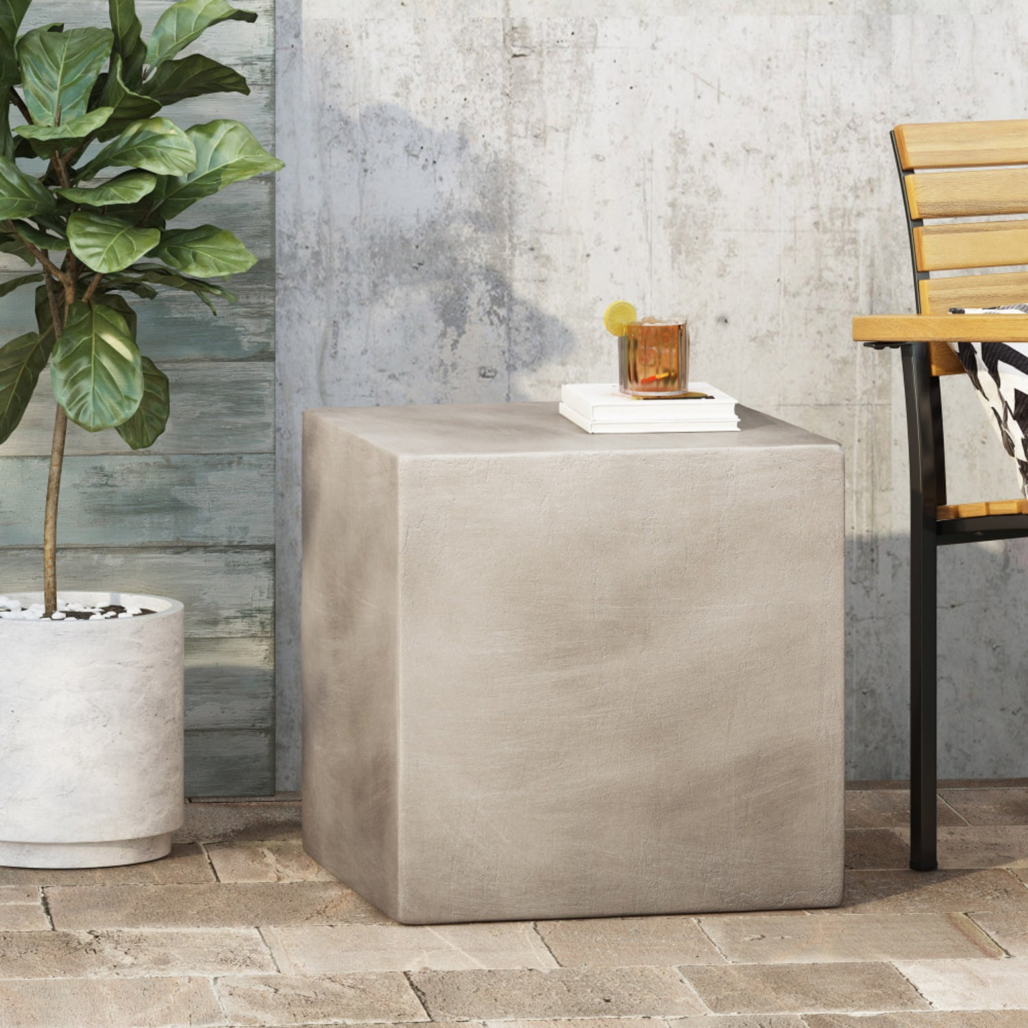 Outdoor MGO Side Table ,Light Grey - Walmart.com