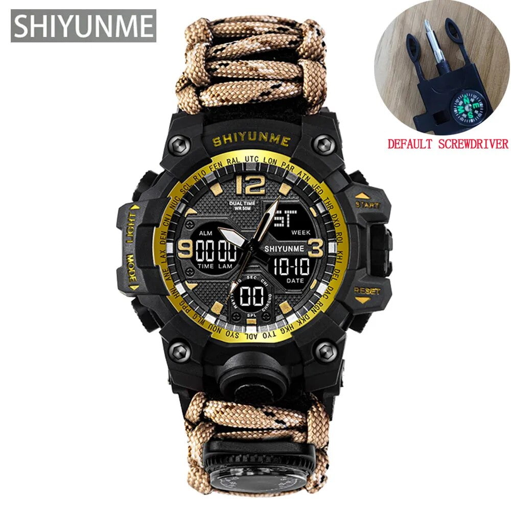 Outdoor Men Military Quartz Watch Waterproof Multifunctional Survival ...