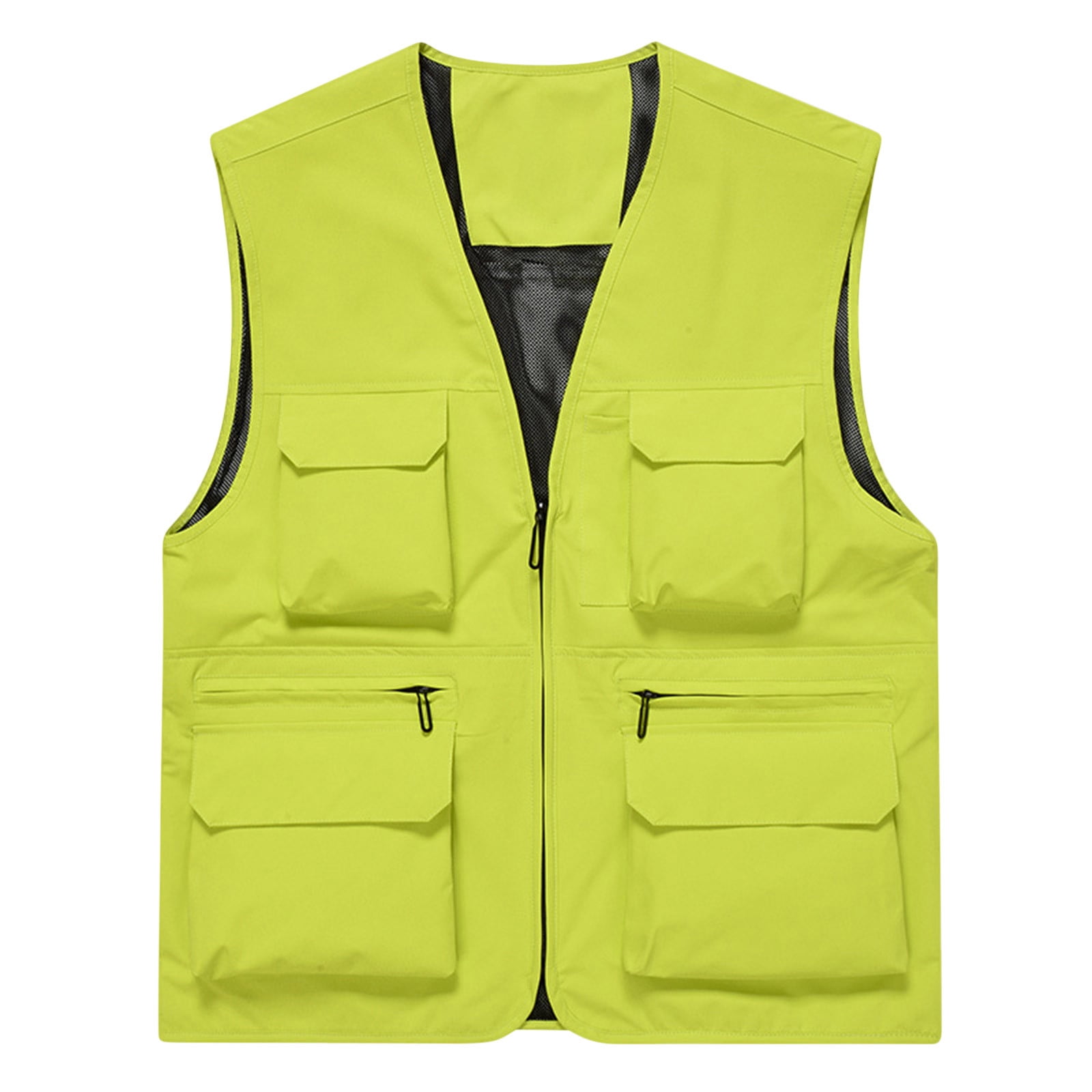 Outdoor for Men Vests Multi Pockets Zip Up Waistcoats Solid Lightweight ...