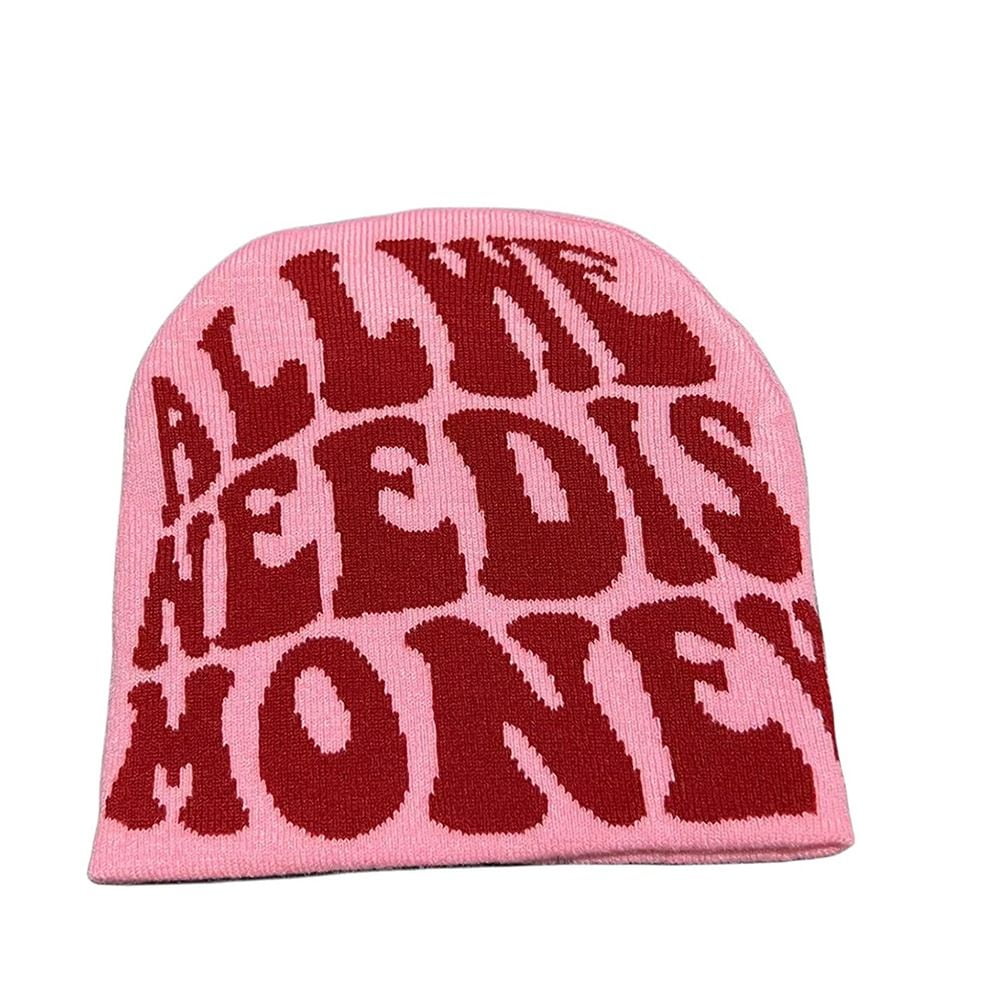 Outdoor Men Women Warm Letter Printing Y2k Wool Acrylic Casual Skullies ...