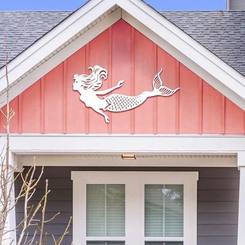 Outdoor Mermaid Wall Art – Weatherproof PVC Mermaid Decoration for ...