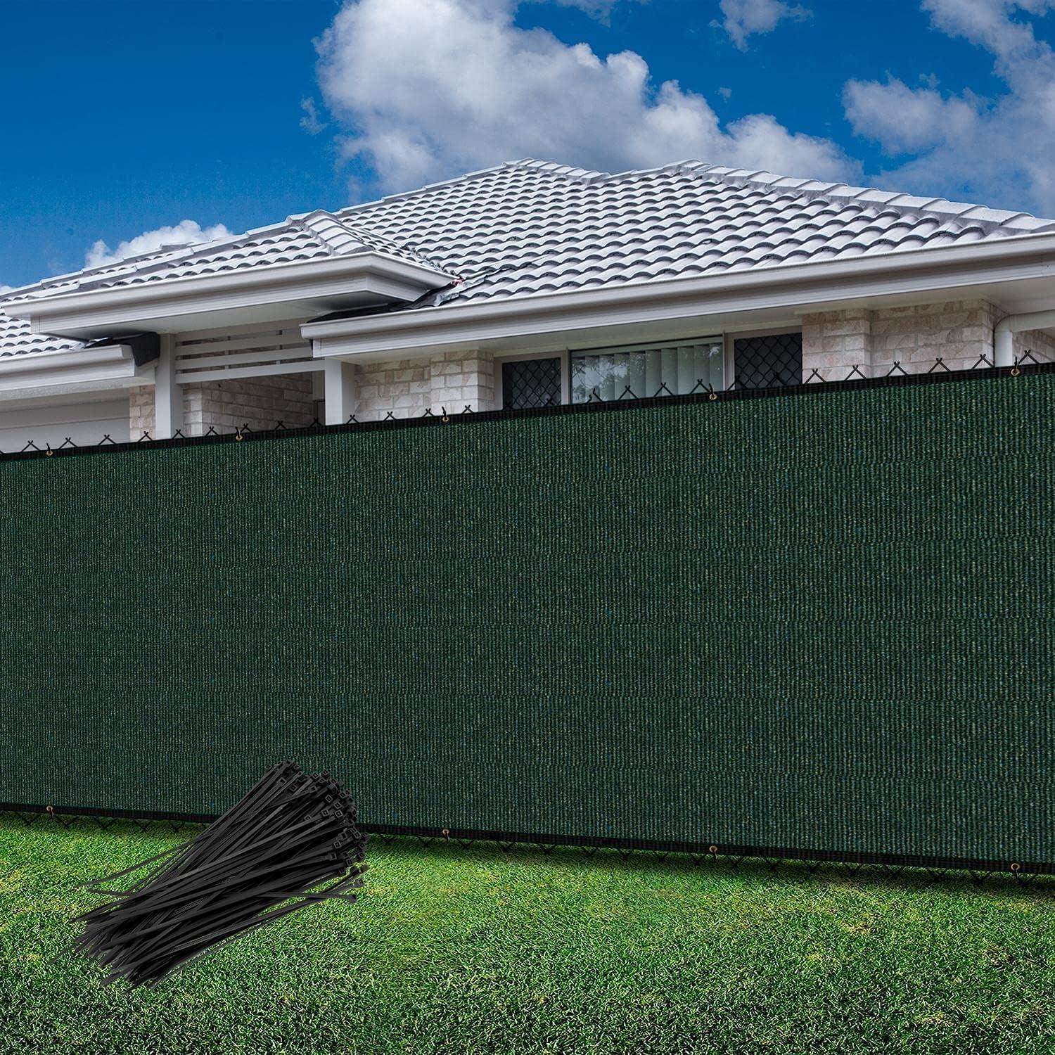 Outdoor Mesh Privacy Fence Screen 6'x40' Temporary Fencing Panels with ...