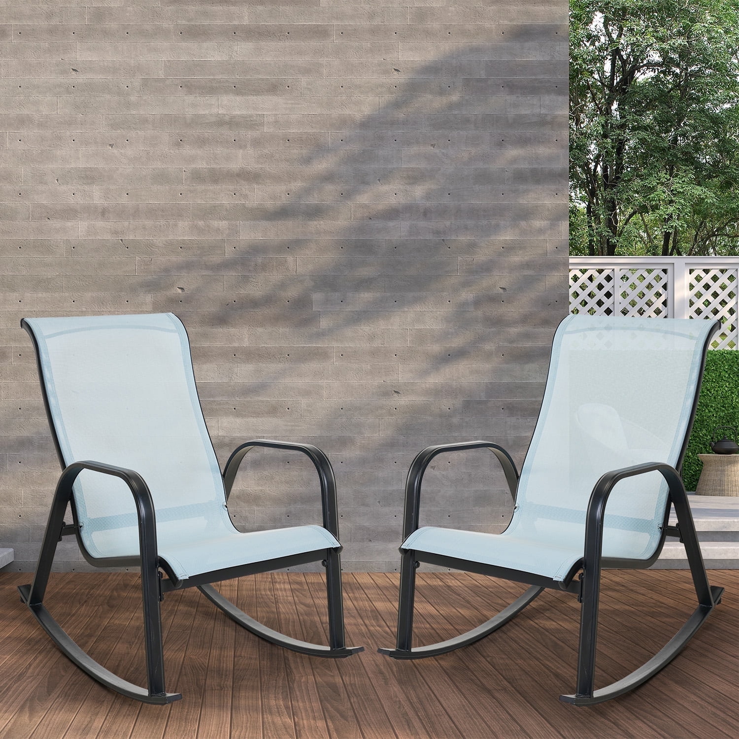 Outdoor Mesh Sling Rocking Chair, Steel Rocker Seating Outside for ...