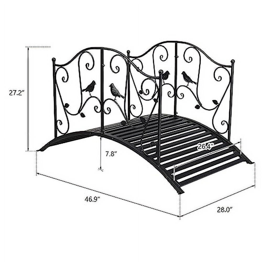 Outdoor Metal Arch Backyard Garden Bridge with Safety Siderails,Easy ...
