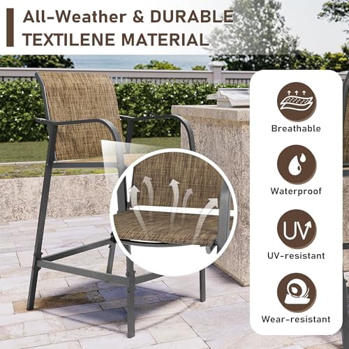 Outdoor Metal Bar Stools Patio Bar Stools Set of 2, Counter Height ...