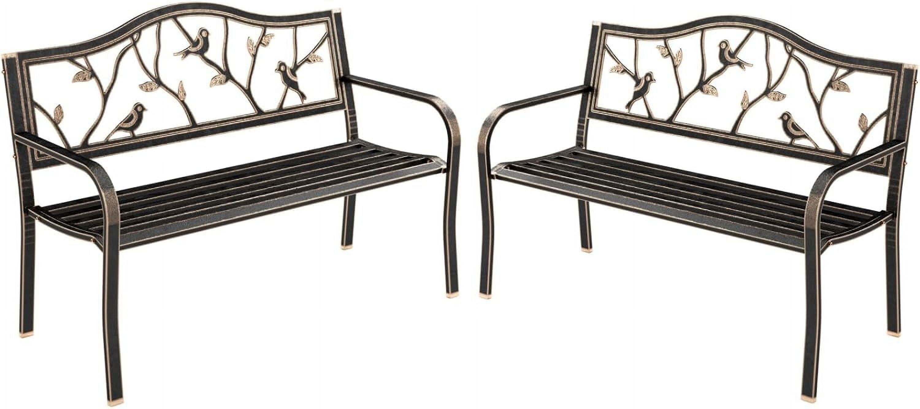 Outdoor Metal Bench 50" Black Outdoor Metal Garden Bench with Arch Legs ...