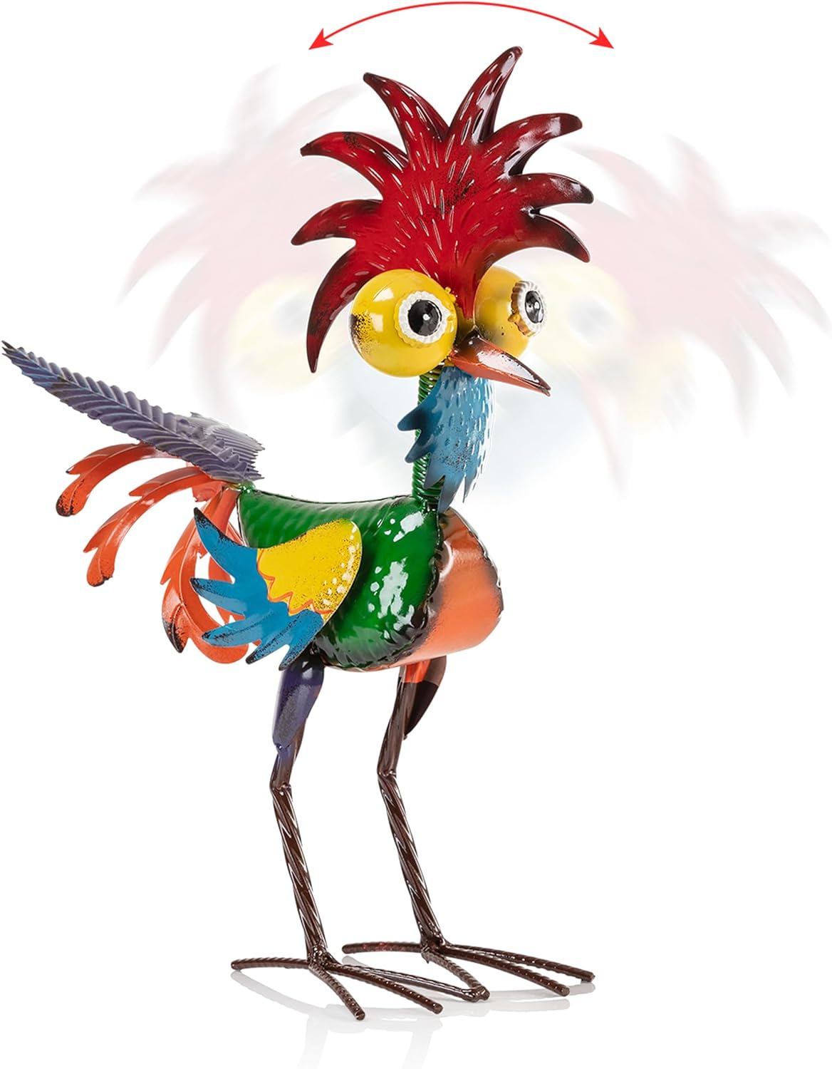 Outdoor Metal Big Eyed Bird Standing Garden Statue Decoration, Multi ...