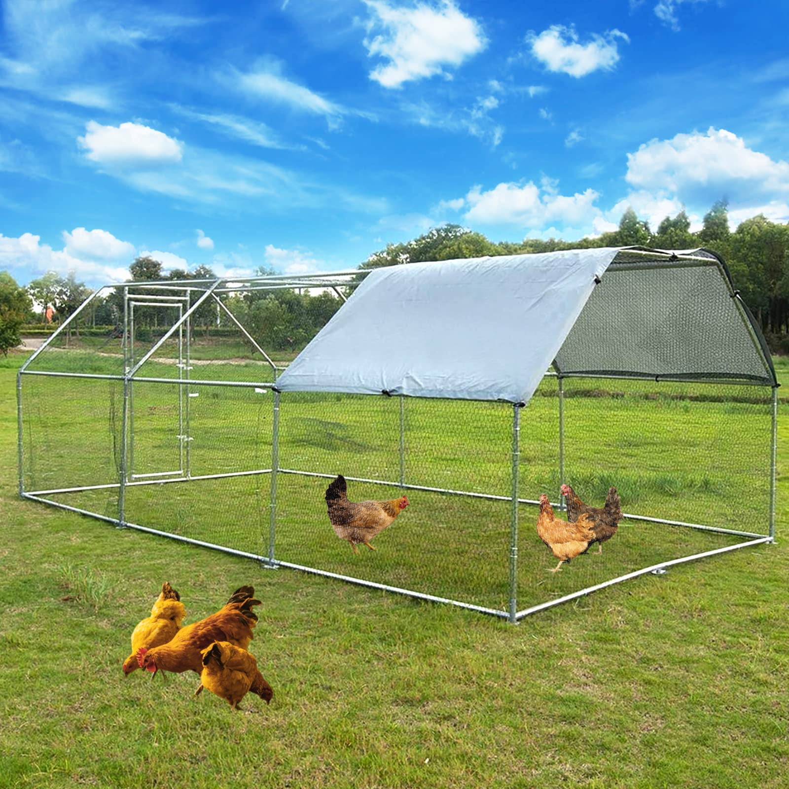 Outdoor Metal Chicken Coop, Large Metal Chicken Pen Outdoor Run Poultry ...