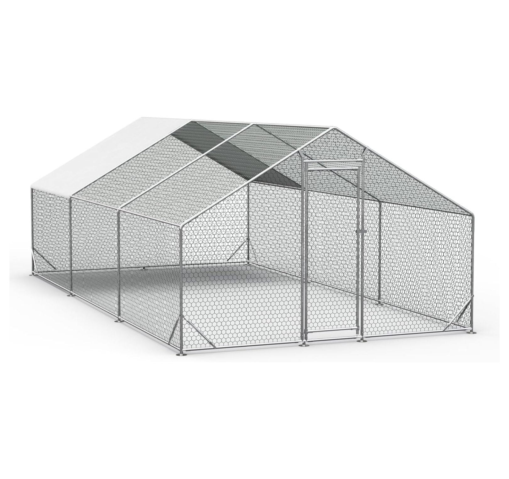Outdoor Metal Chicken Coop, Large Walk-in Chicken Run Pen Spire Roof ...