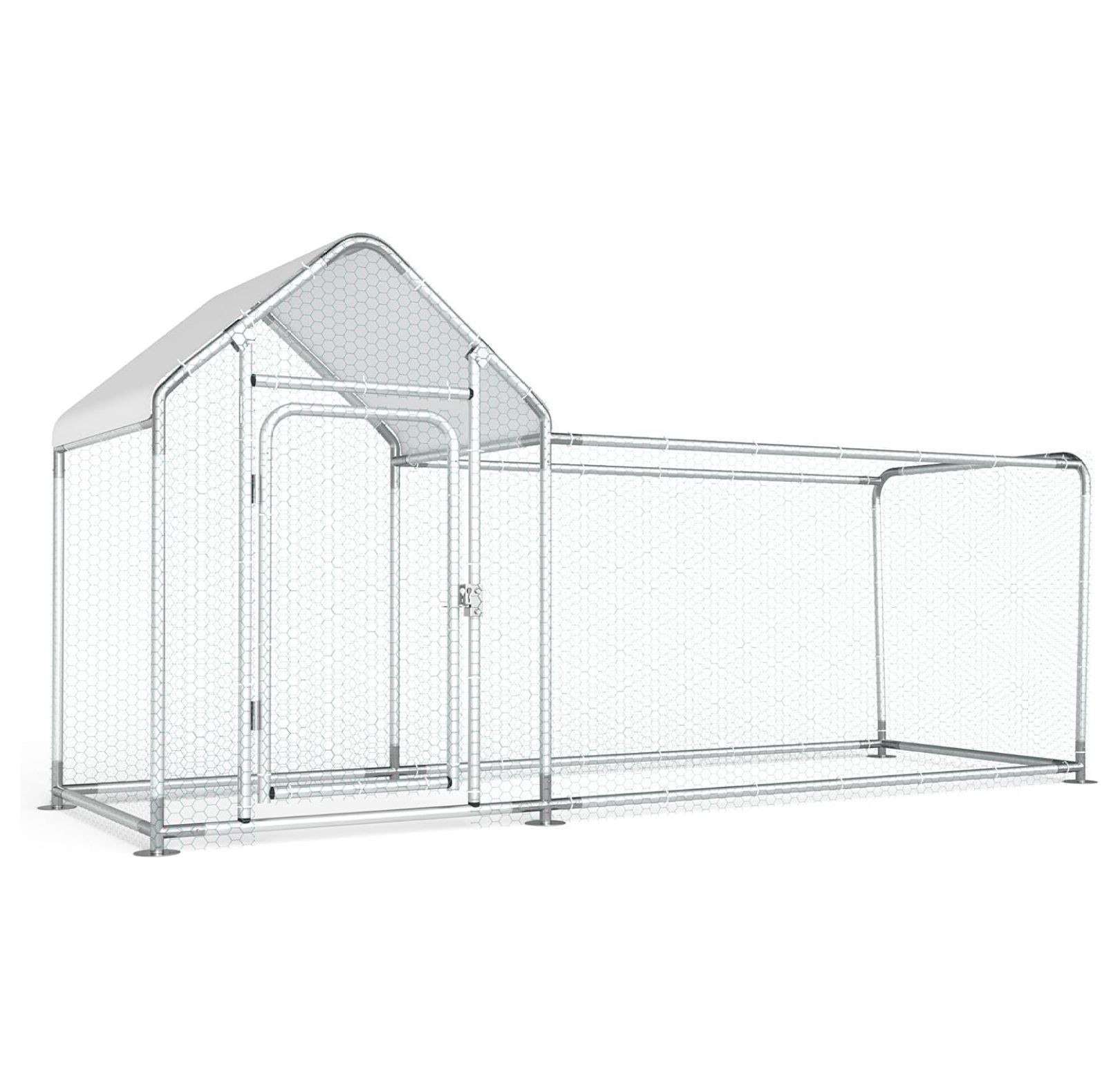 Outdoor Metal Chicken Coop Run for 15-20 Chickens 118" L x 39.4" W x 59 ...
