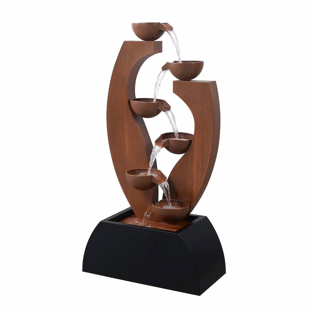 Outdoor Metal Cups Fountain with Rusty Top and Black Basin - Walmart.com