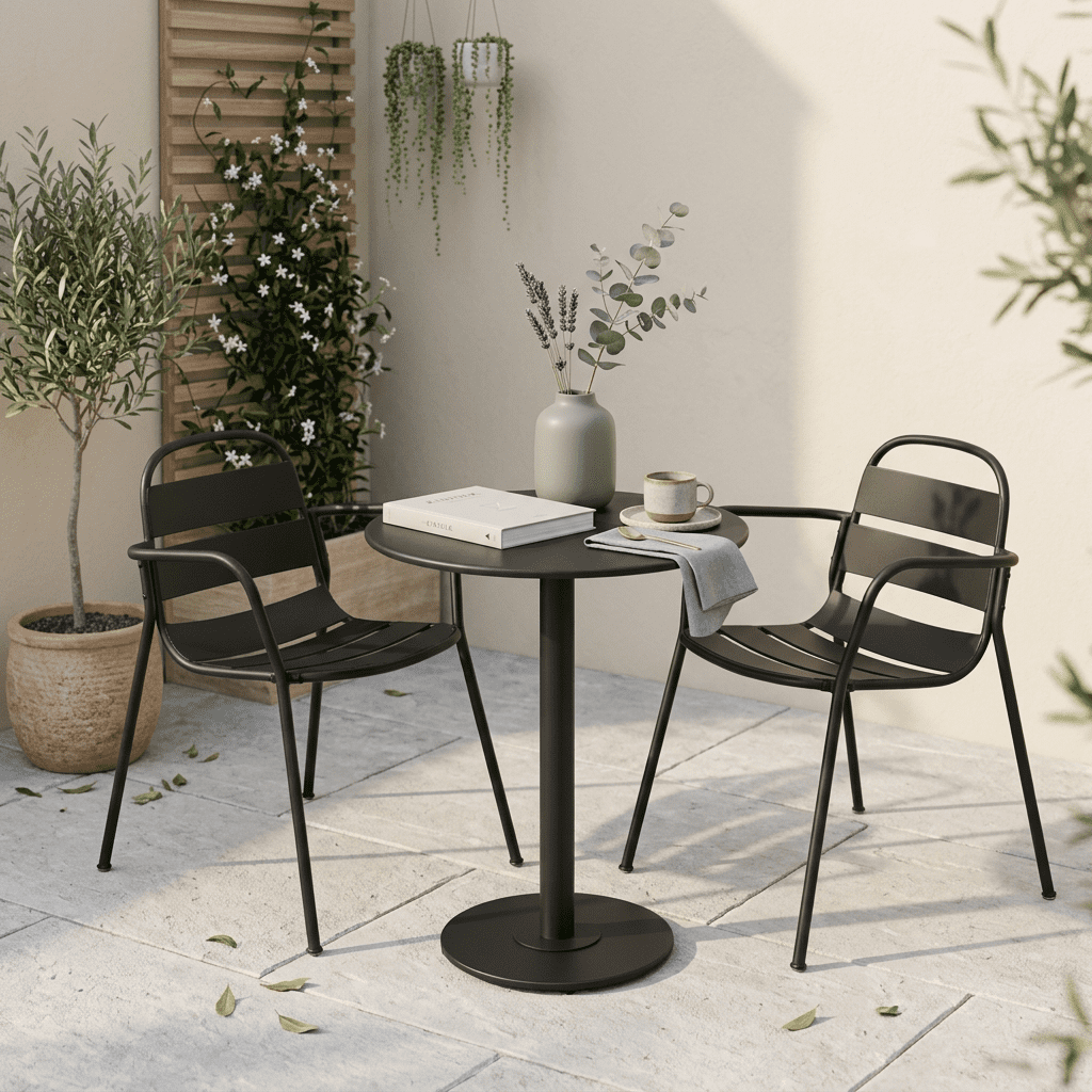 Outdoor Metal Frame Leisure Combination Table and Chair Set, Small ...