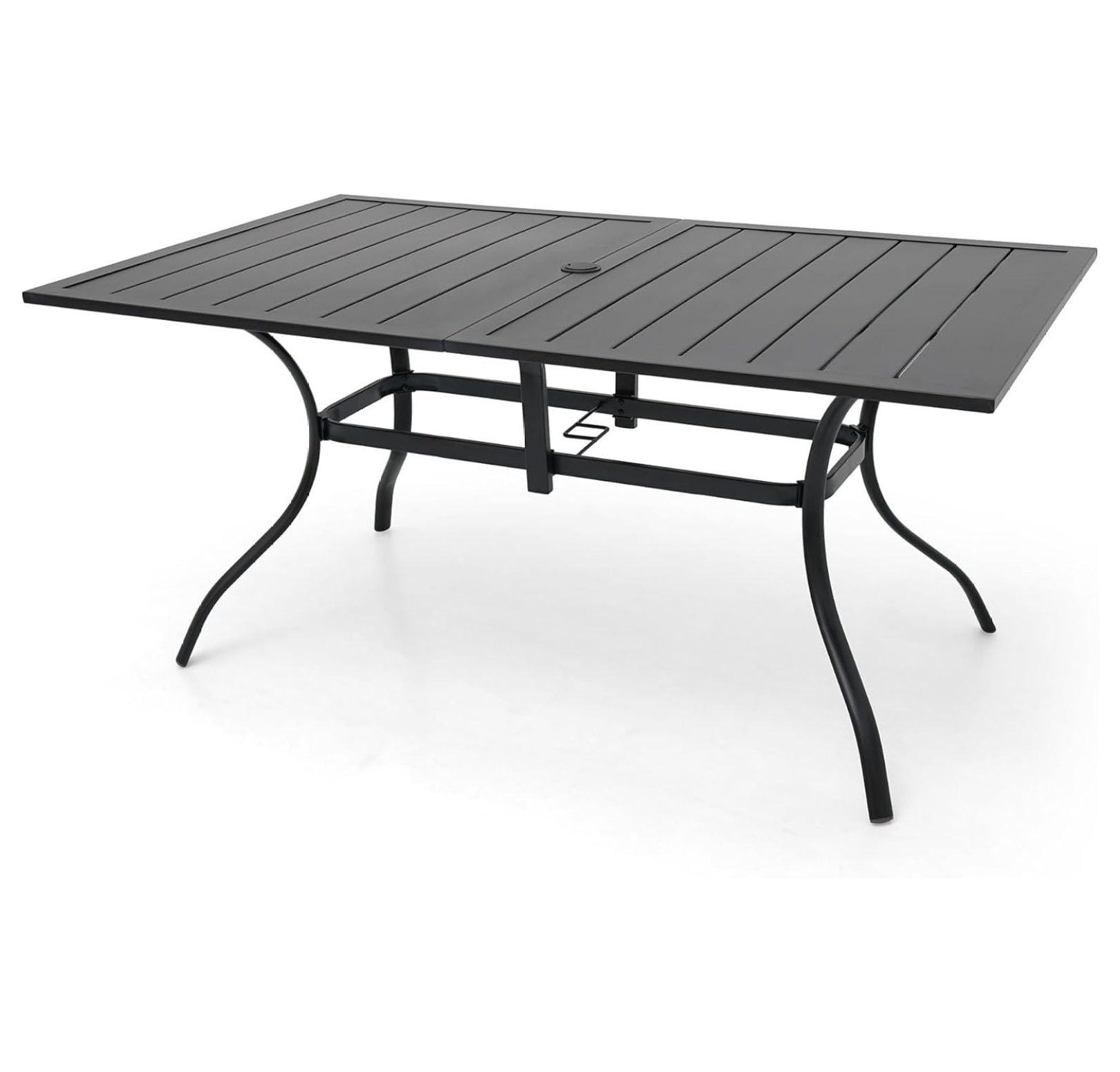 Outdoor Metal Frame Rectangle Patio Dining Table with Slat Top and ...