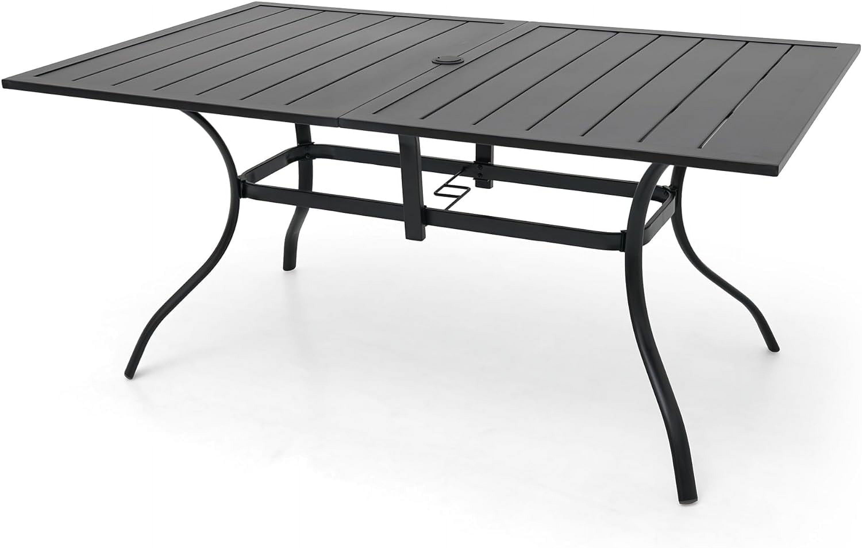 Outdoor Rectangle Patio Dining Table with Umbrella Hole 63"x38" for 6 ...
