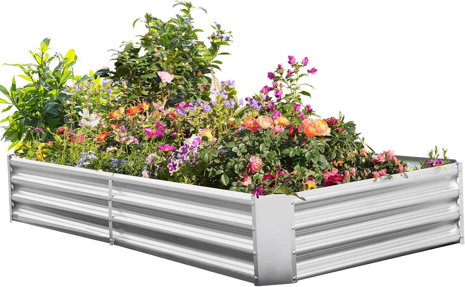 Outdoor Metal Galvanized Raised Planter Box,Rectangular Large Garden ...
