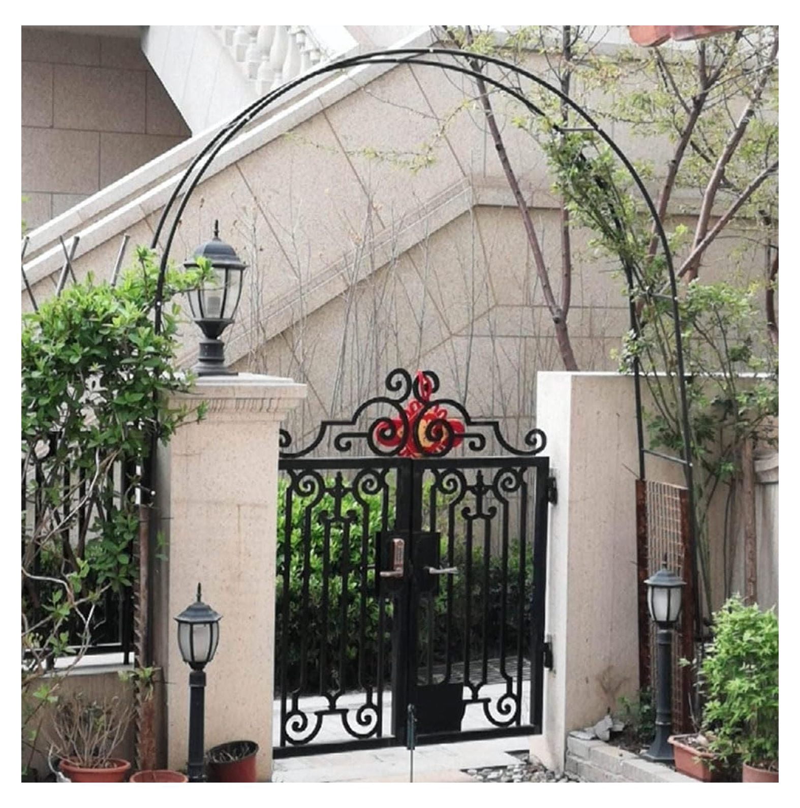 Outdoor Metal Garden Arch Heavy Duty Rose Arbor Climbing Plants Support ...