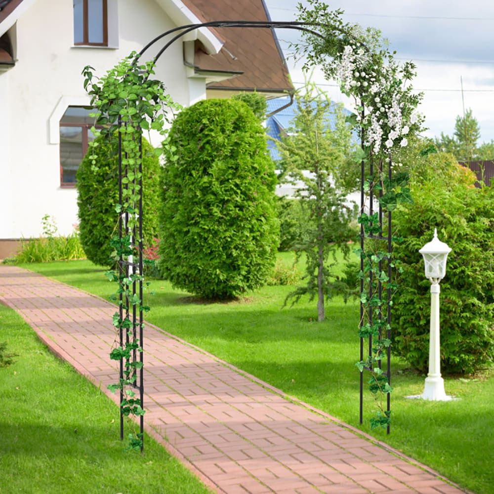 Outdoor Metal Garden Arch Trellis for Climbing Plants Grape Vine Flower ...