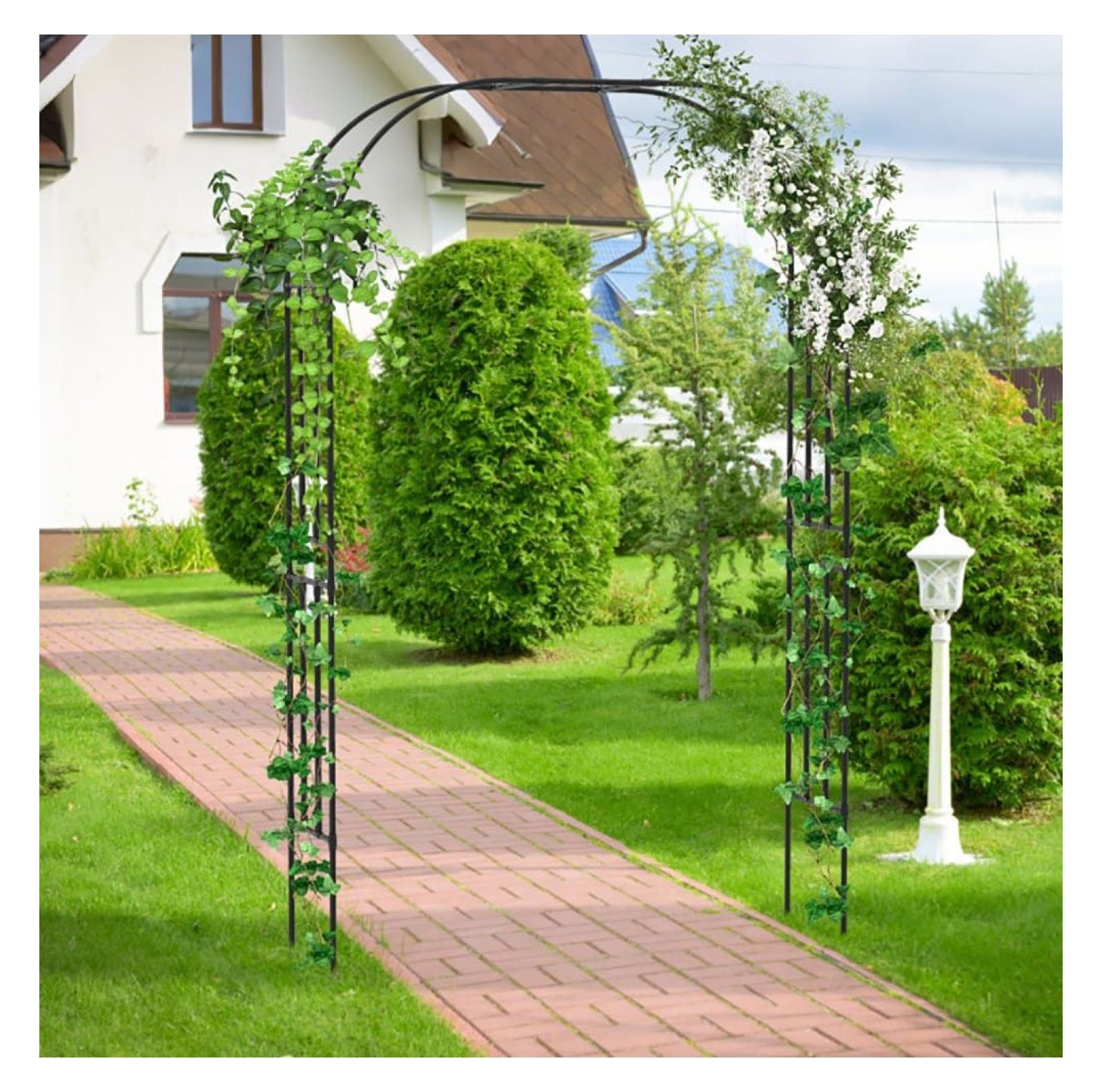 Outdoor Metal Garden Arch Trellis for Climbing Plants Grape Vine Flower ...