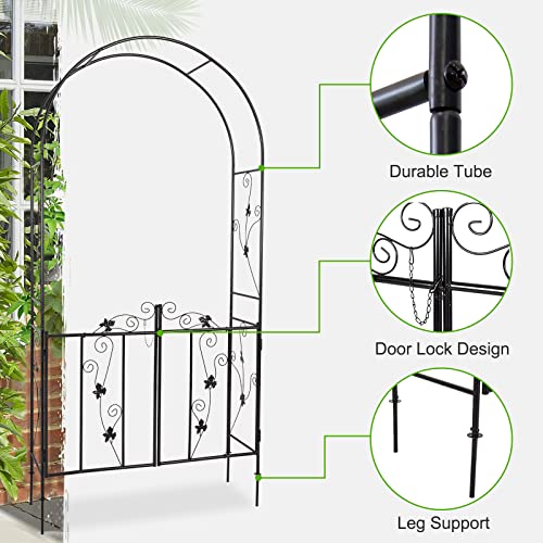 Outdoor Metal Garden with Door 7’H x3’7’’W Arch Garden Arbor for ...