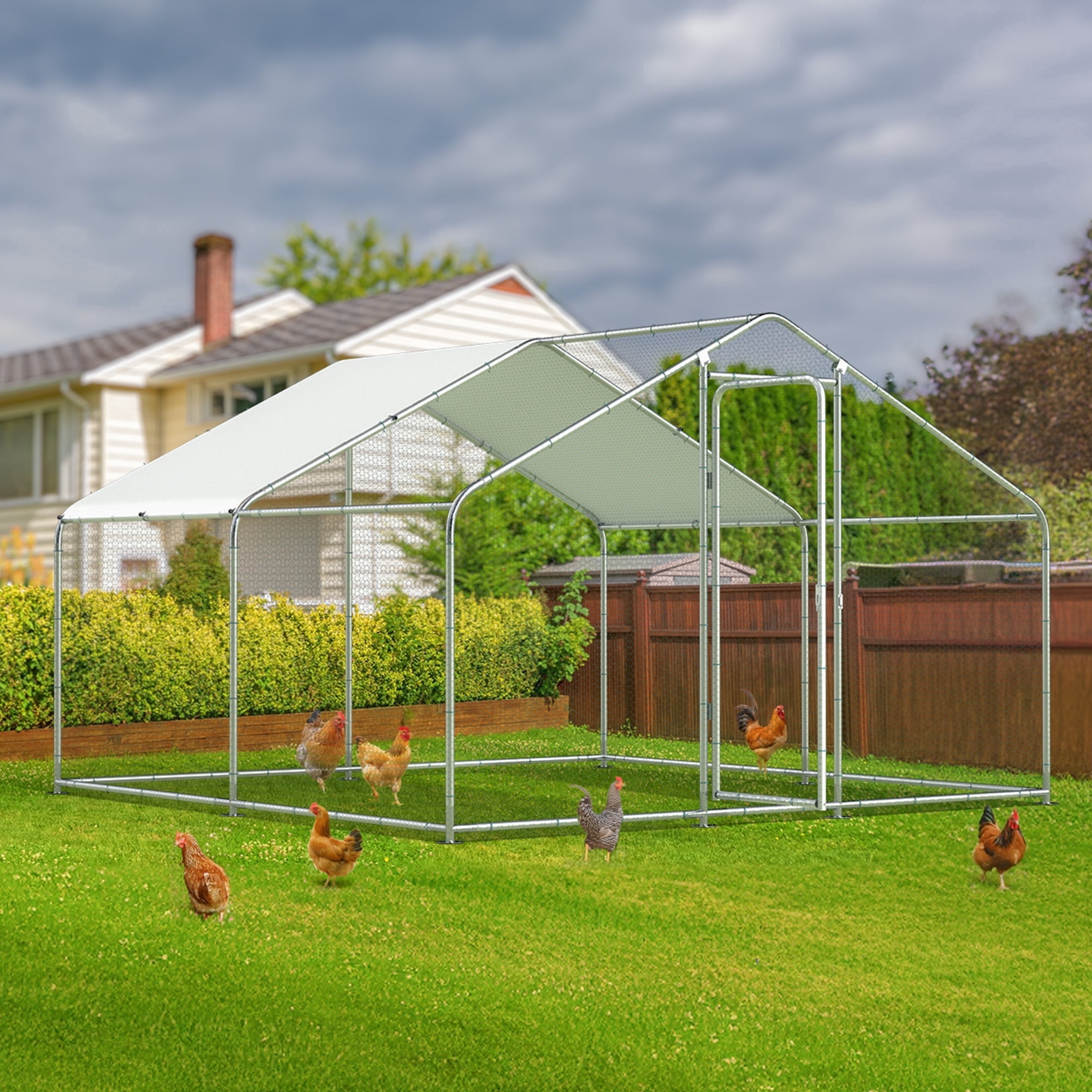 Outdoor Metal Large Chicken Coop Run Walk-in Metal Poultry Cage Duck ...