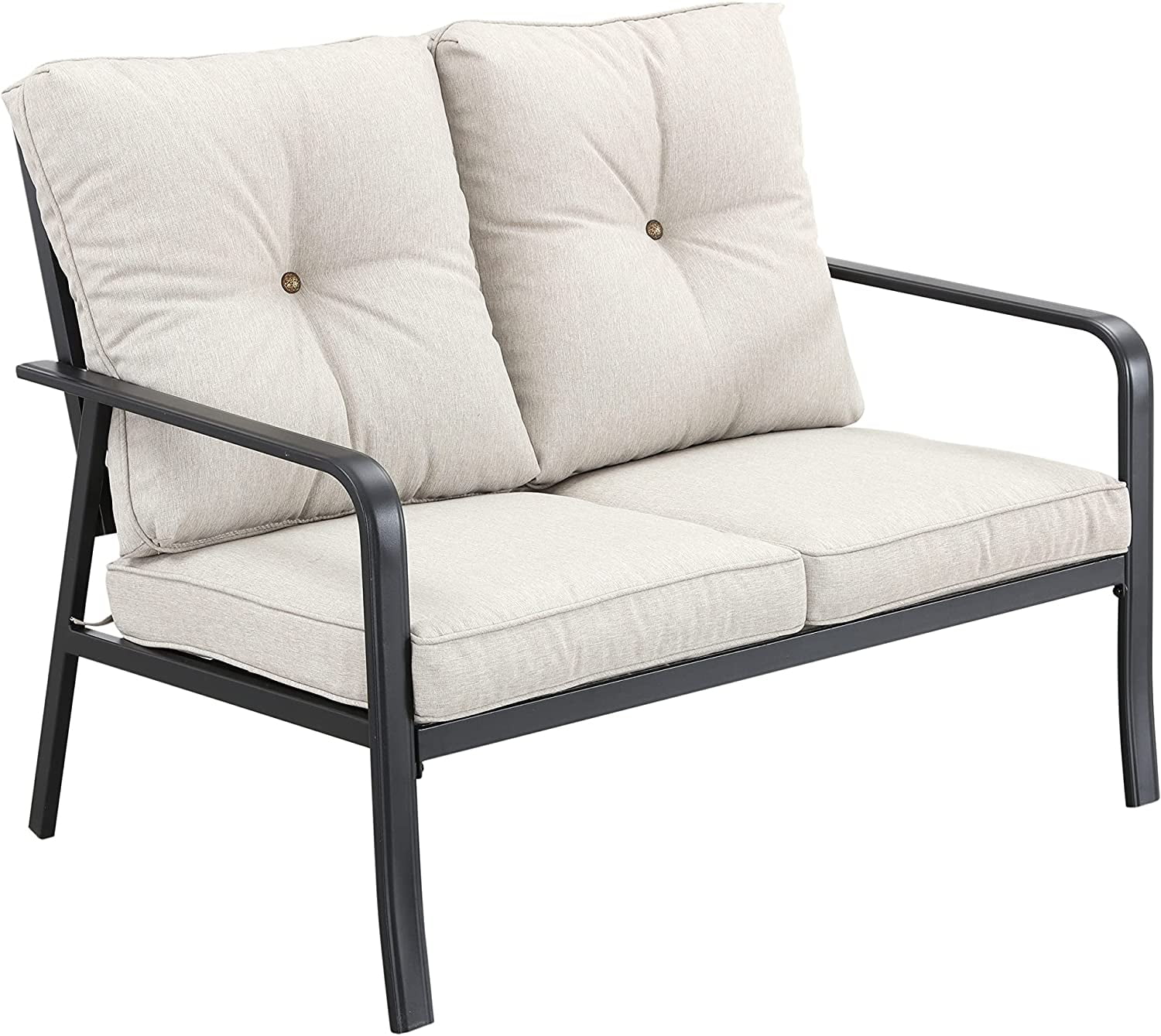 Outdoor Metal Loveseat Patio Couch Armrest Chair Steel Frame Bench with ...