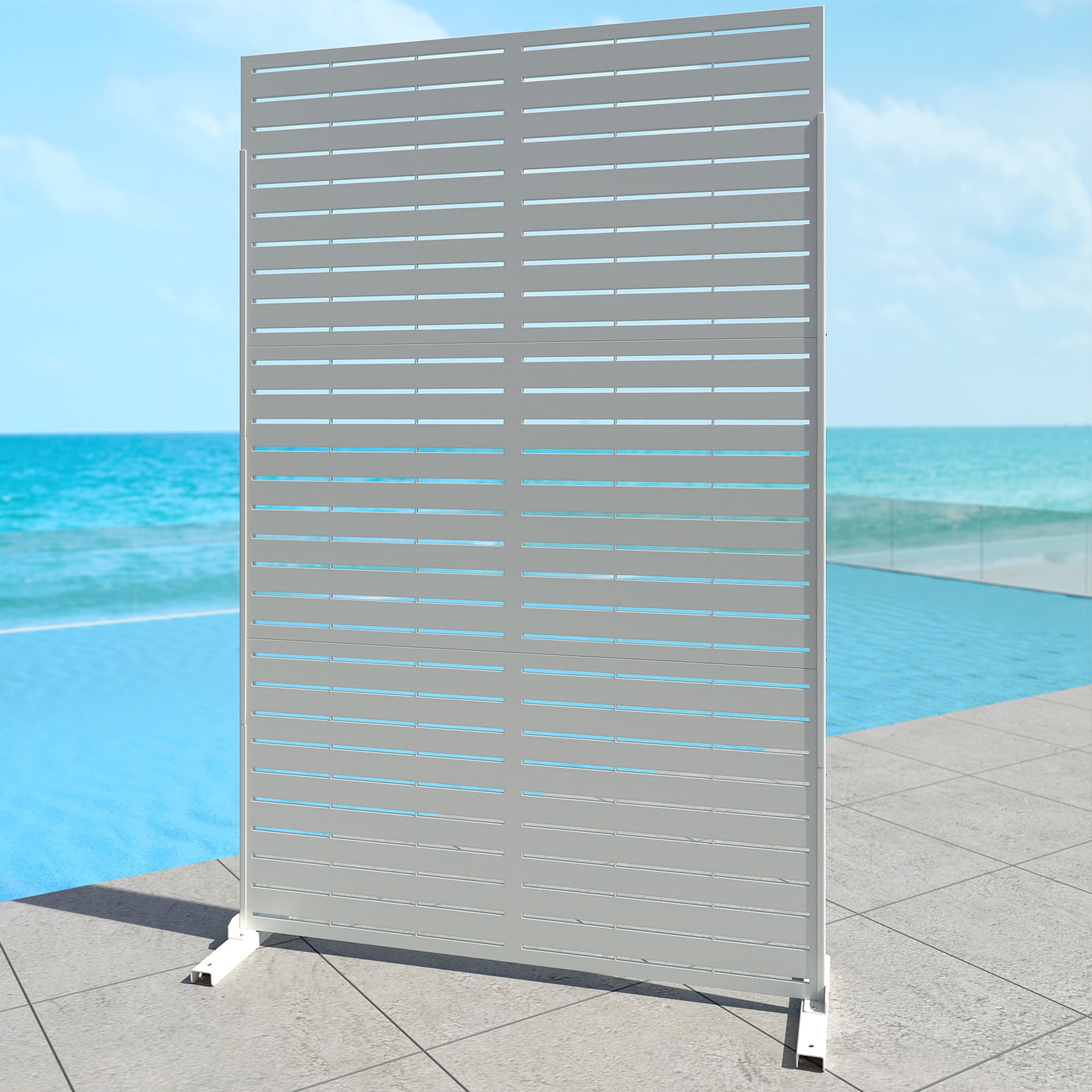 Outdoor Metal Privacy Screen Galvanized Decorative Screen, White ...
