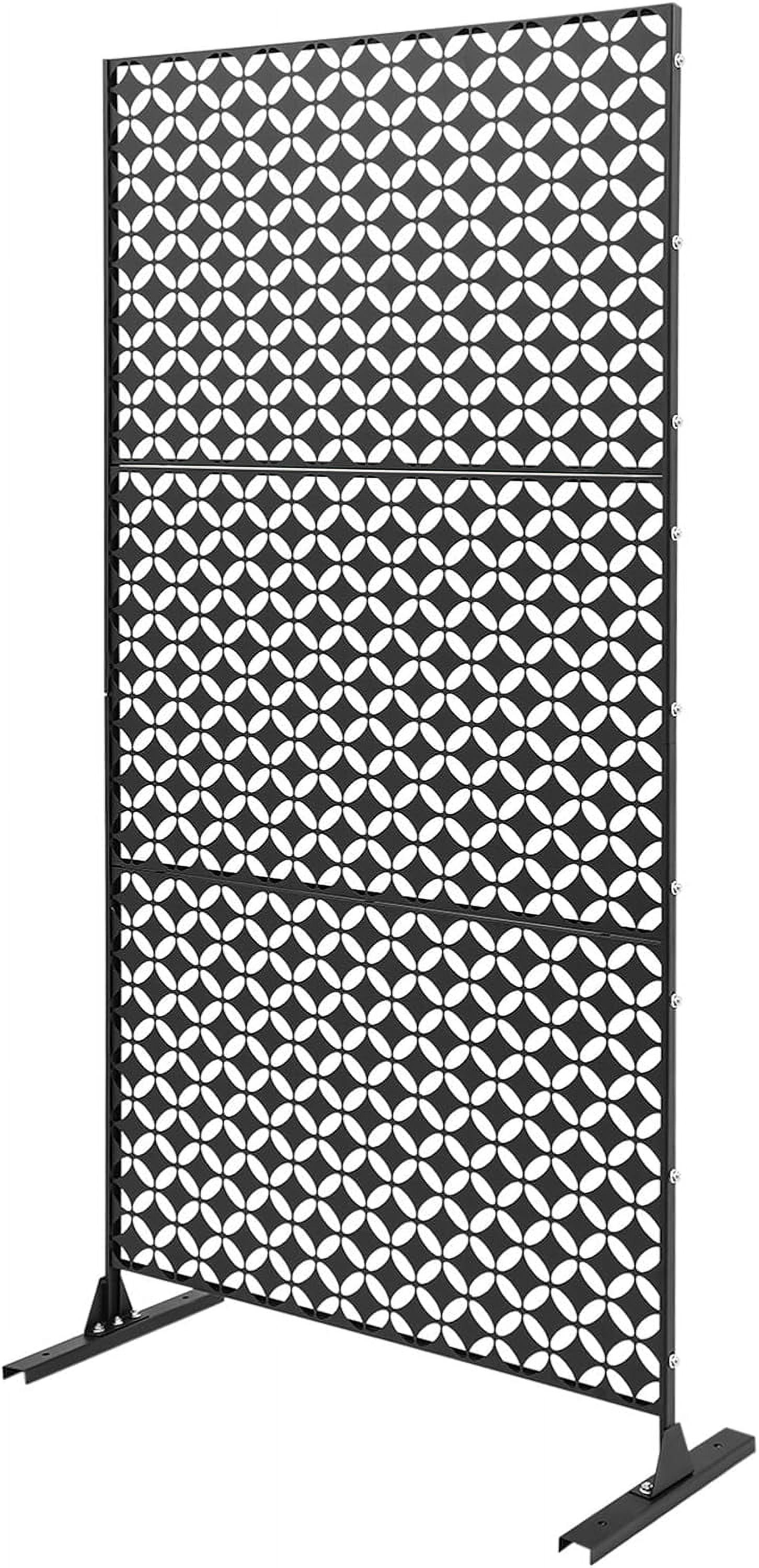 Outdoor Metal Privacy Screen with Stand, 35.4" W x 75" H Freestanding ...
