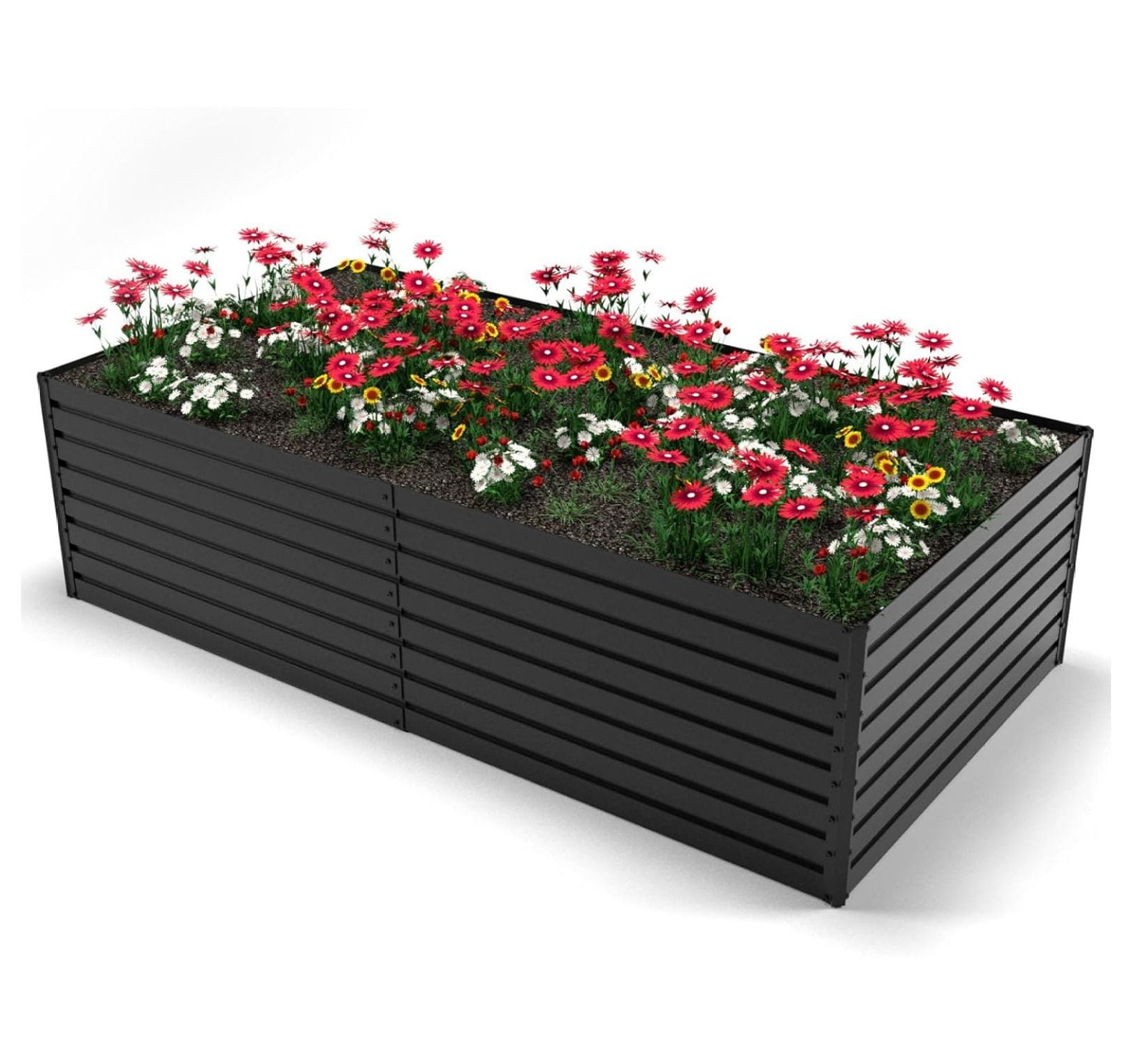 Outdoor Metal Raised Garden Bed, 6 * 3 * 2ft Large Deep Root Planter ...