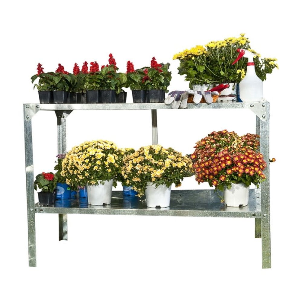 Outdoor Metal Shelving Unit Garden Potting Bench in Sturdy Galvanized ...