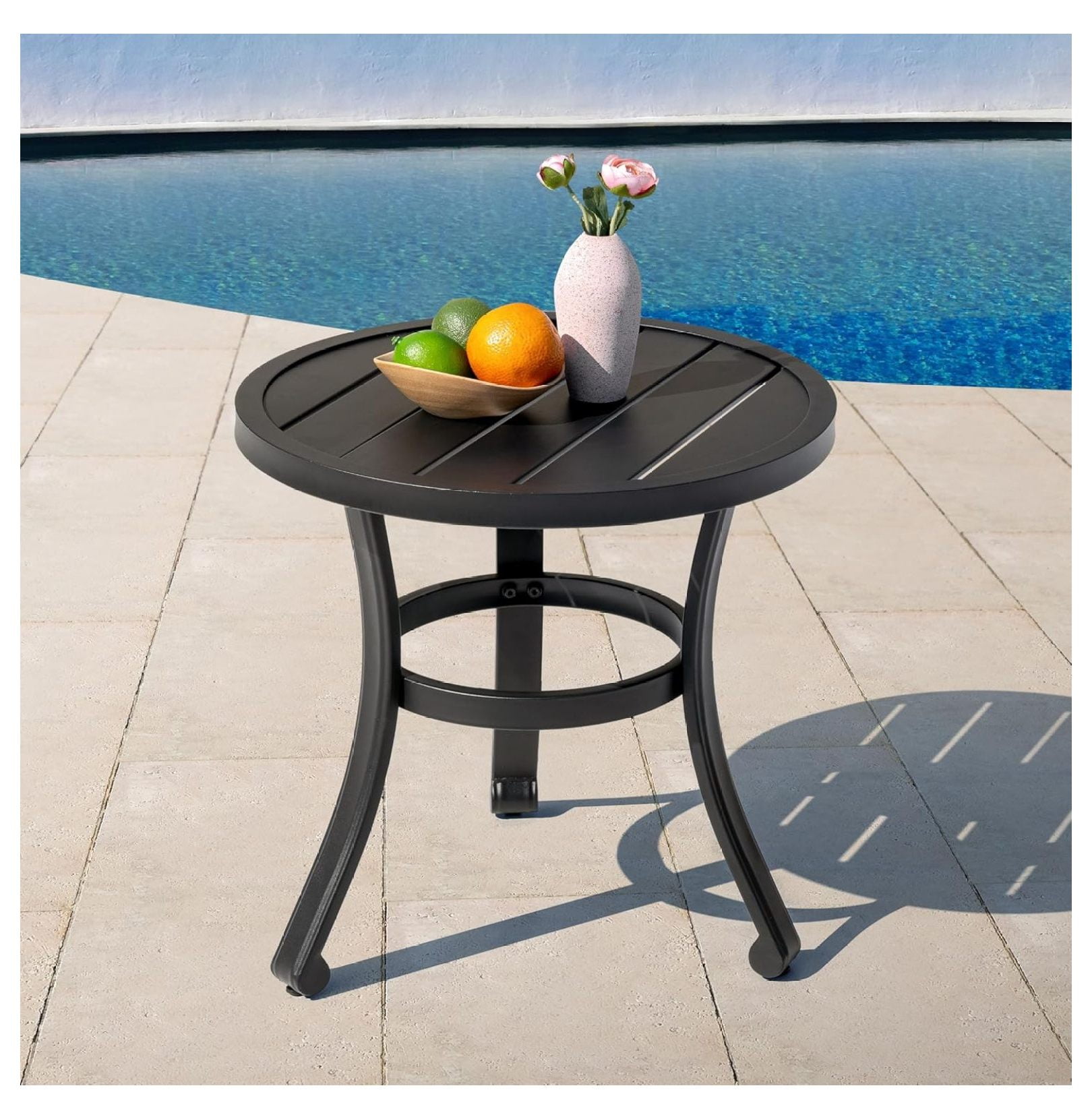 Outdoor Metal Side Table, Weather Resistant 20 inch Patio Table, Patio ...