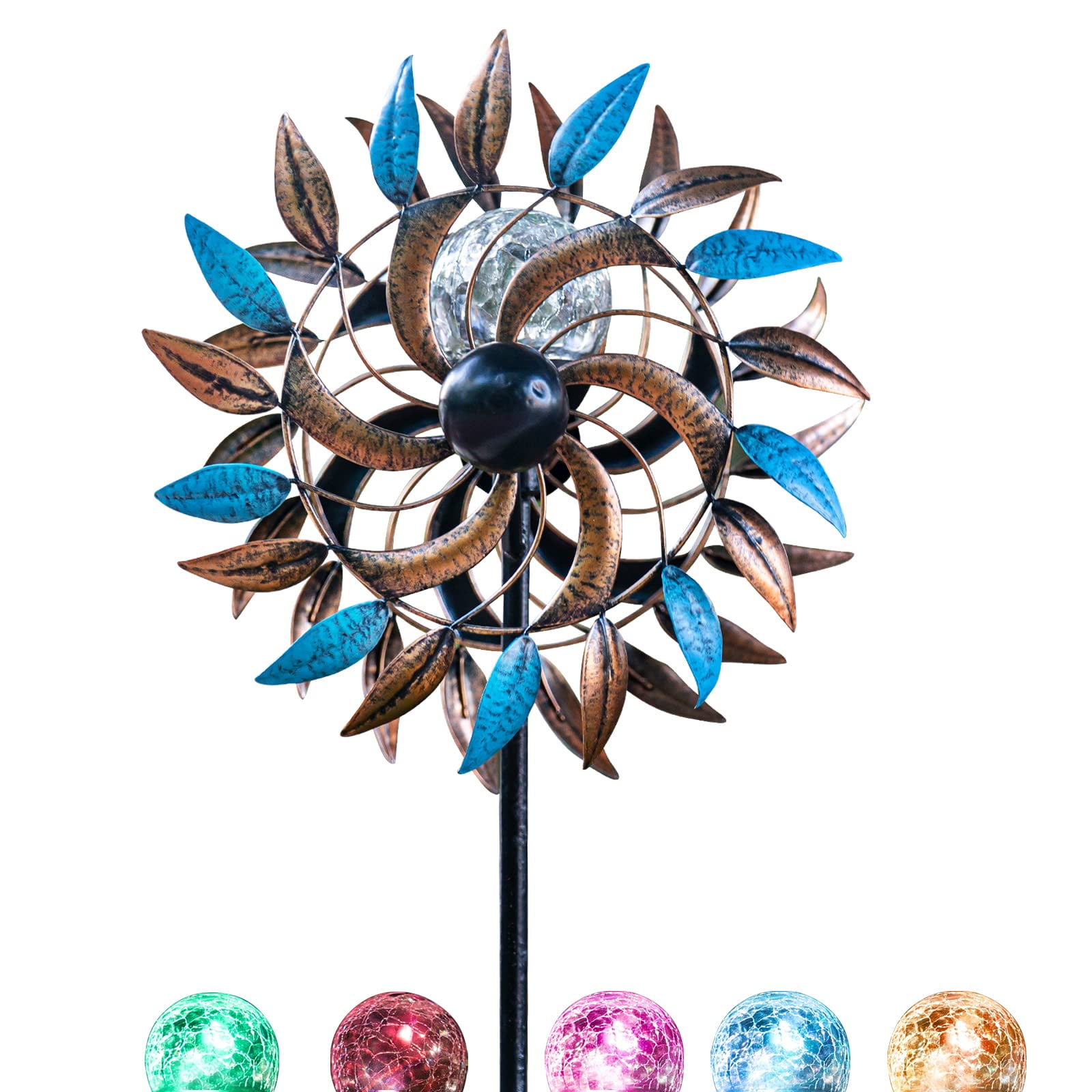 Outdoor Metal Stake Yard SSF20 Spinners, Solar Wind Spinner, Solar ...