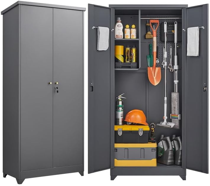 Outdoor Metal Storage Cabinet, 72.9" Outside Tool Storage Cabinet ...