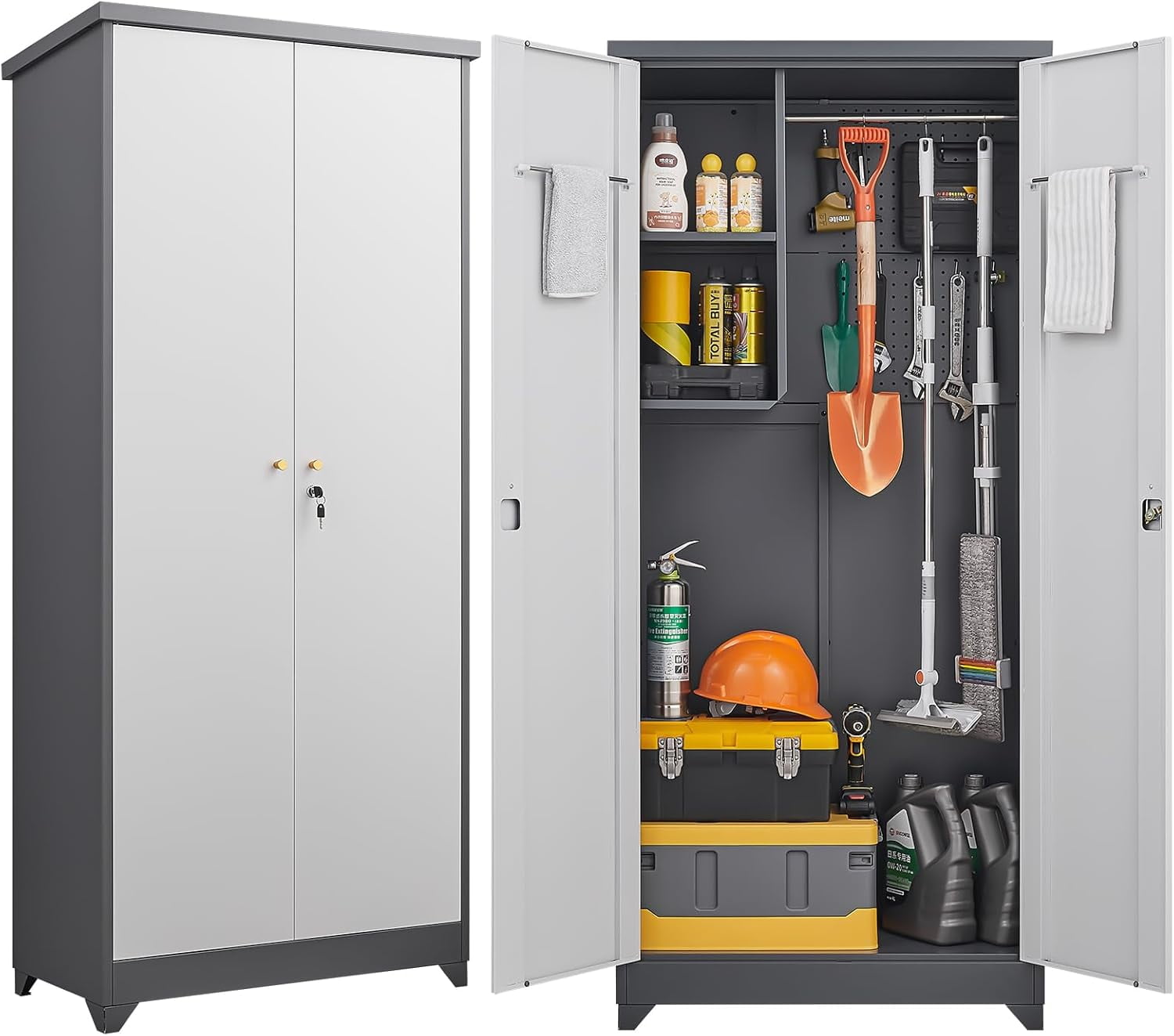 Outdoor Metal Storage Cabinet, 72.9" Outside Tool Storage Cabinet ...