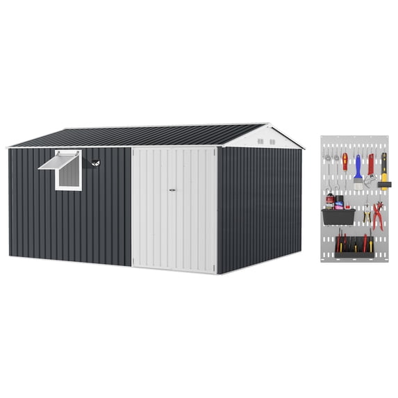 Outdoor Metal Storage Shed with Lockable Doors & Windows – Weather ...