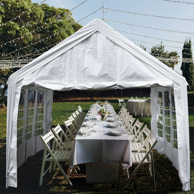 Outdoor Metal White Party Tent with Windows 16 x 32 - White - Walmart.com