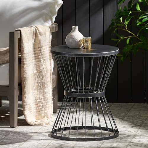 Outdoor Metal Wire Side Table with Round Top, 16.25W x 21H inches ...