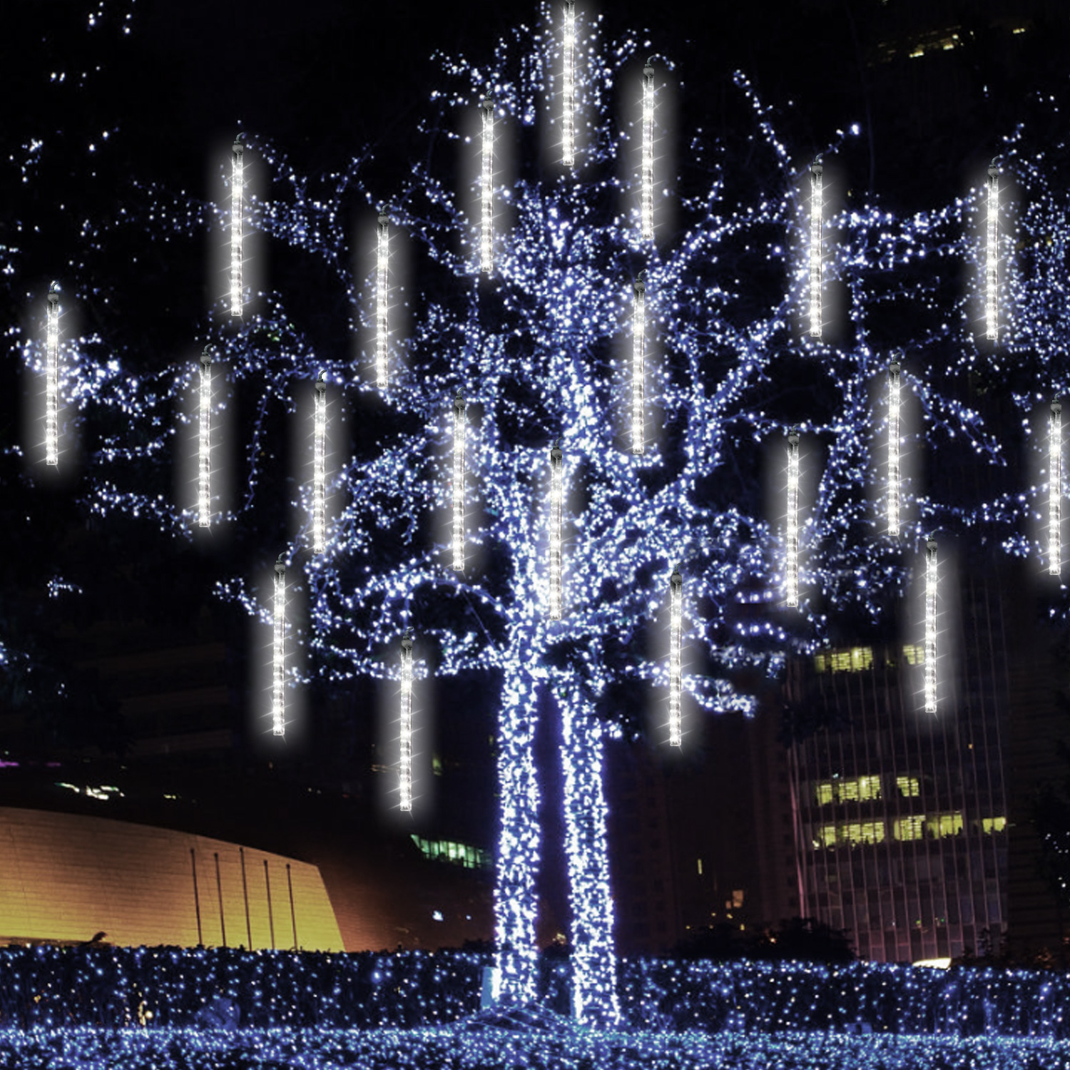 Outdoor Meteor Shower Lights, Falling Rain Lights, 12 inch 10 Tube 360 ...