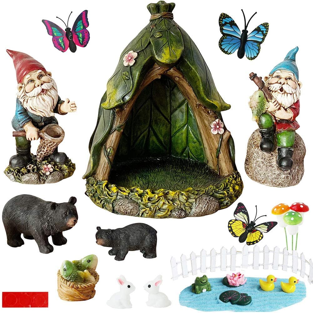 Outdoor Miniature Gnome Garden Kit Fairy Village Houses Fairies ...